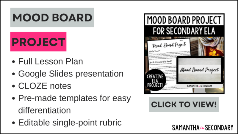 Mood Boards: An Engaging Independent Reading Project for Your Secondary ...