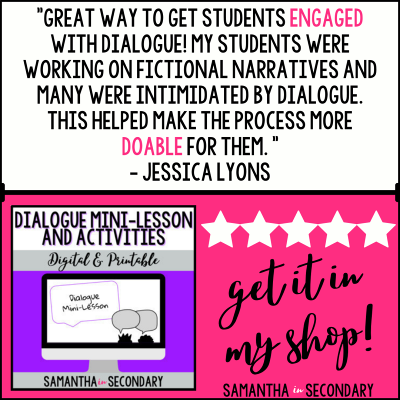 6 Dialogue Writing Activities for the Secondary ELA Classroom ⋆ ...
