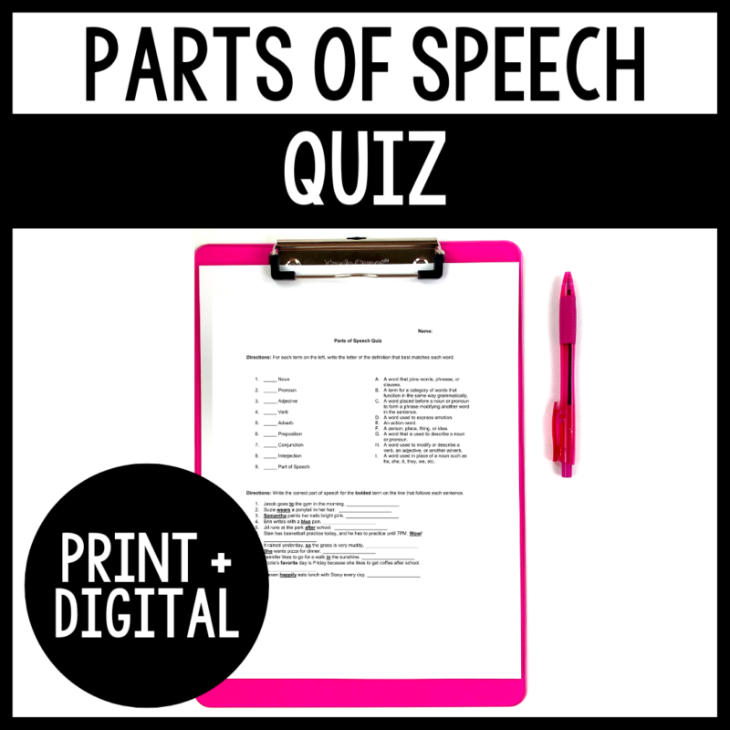 Parts of Speech Practice for High School Students ⋆ Samantha in Secondary